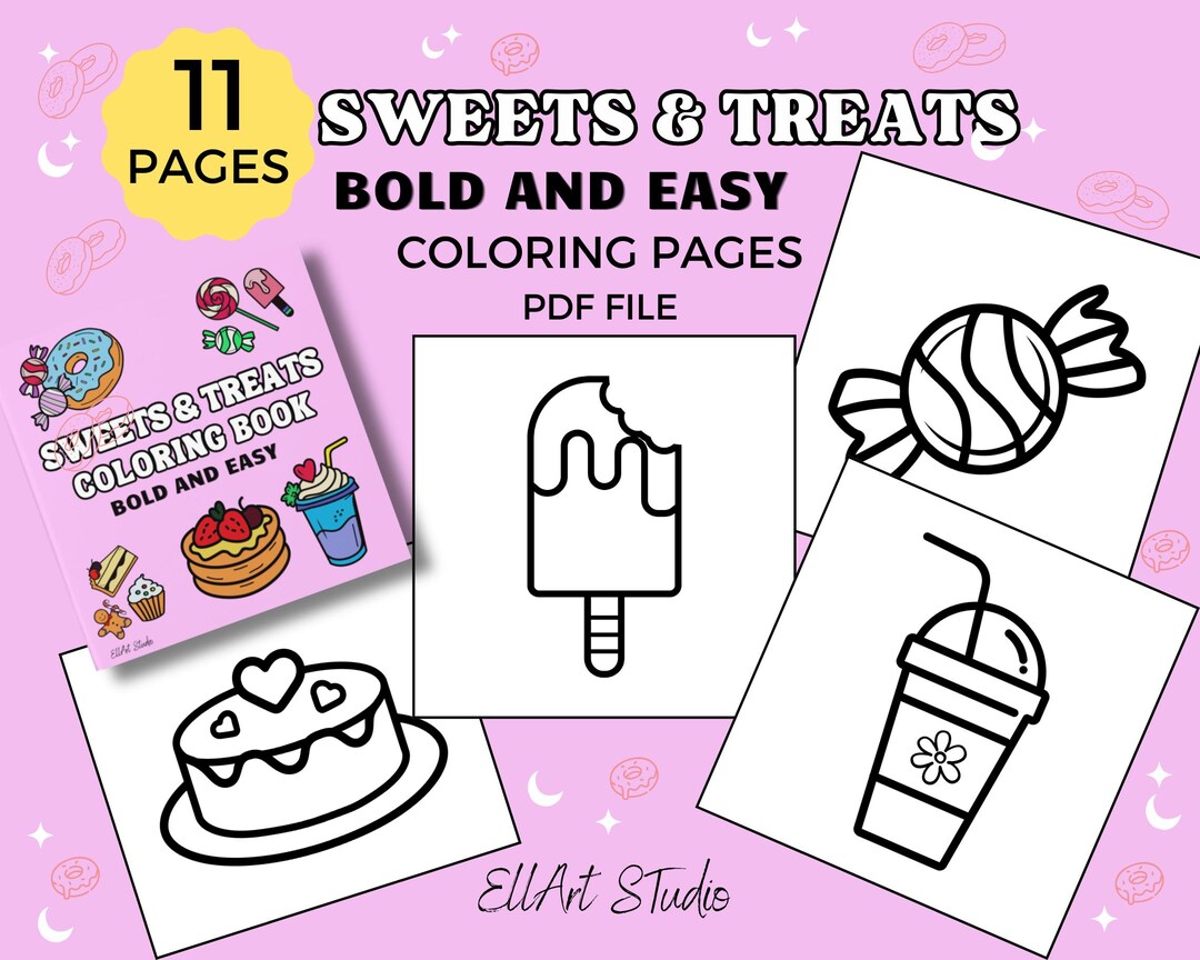 Sweets Bold and Easy Coloring Pages | Sweets Easy Coloring Book for ...