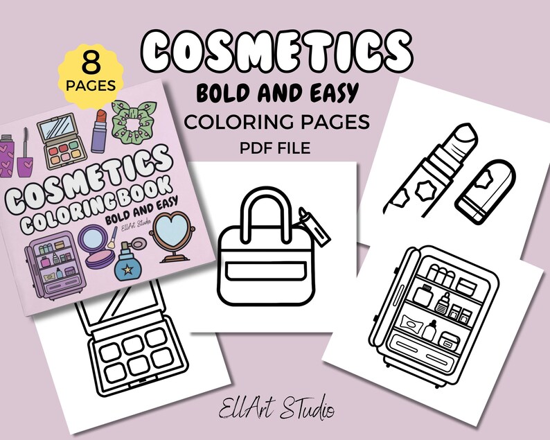 Cosmetics Bold and Easy Coloring Pages | Cosmetics Easy Coloring Book ...