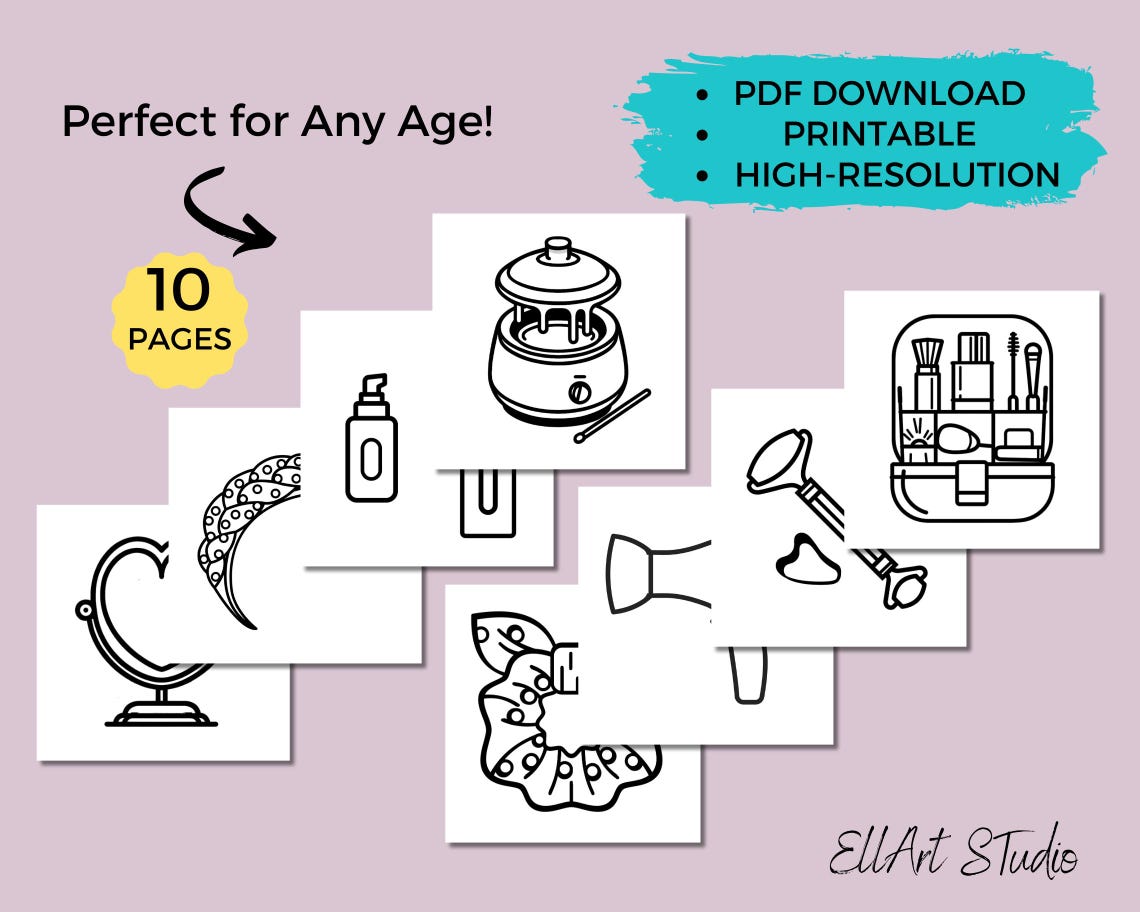 Cosmetics Bold and Easy Coloring Pages | Cosmetics Easy Coloring Book ...