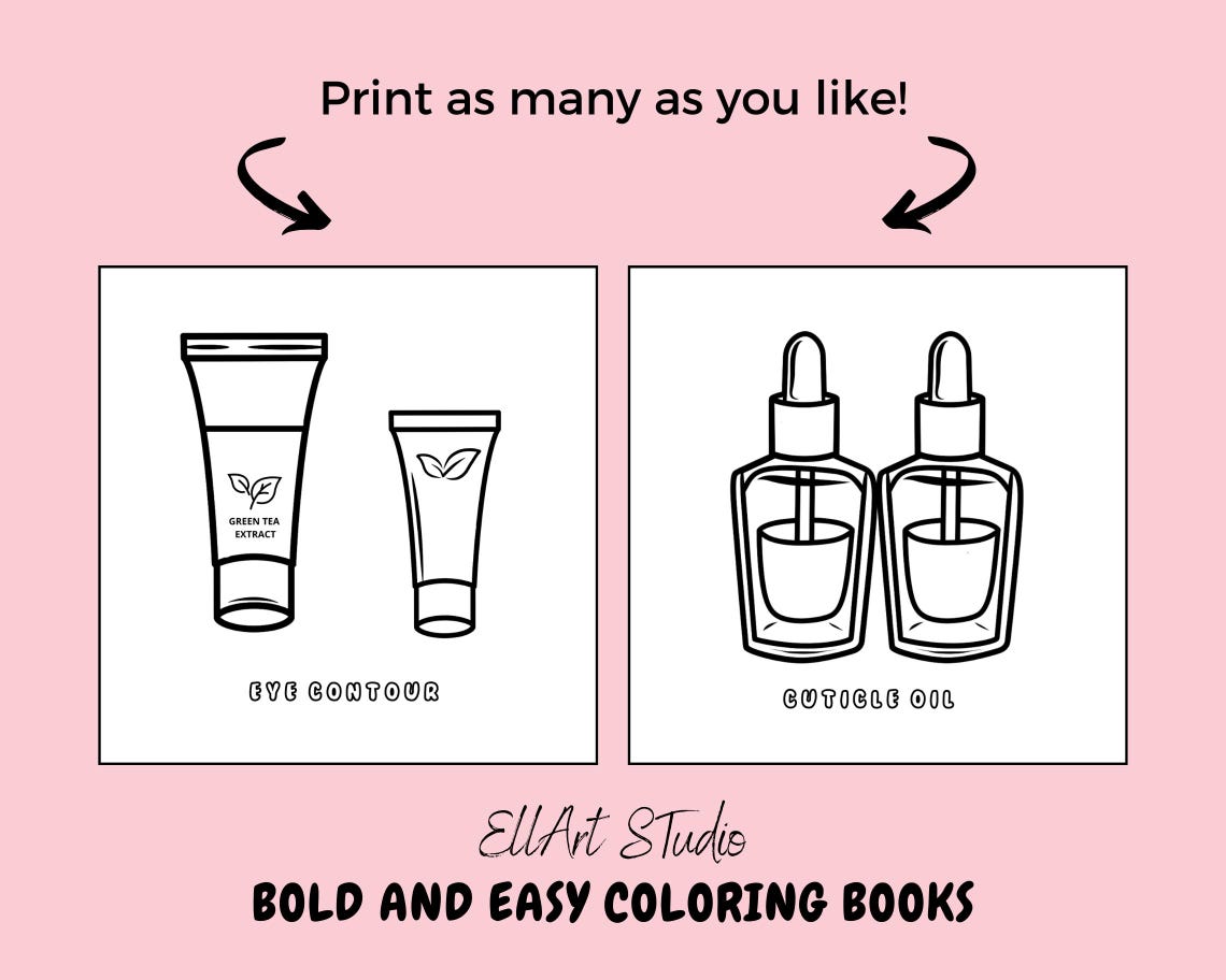 Cute Skincare Coloring Pages | Cute Coloring Book Digital | Simple ...