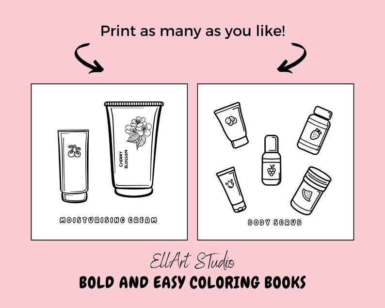 Cute Skincare Coloring Pages | Cute Coloring Book Digital | Simple ...