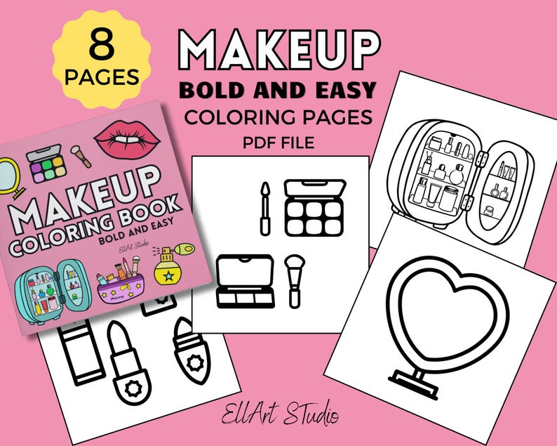 Makeup Bold and Easy Coloring Pages | Makeup Easy Coloring Book for ...