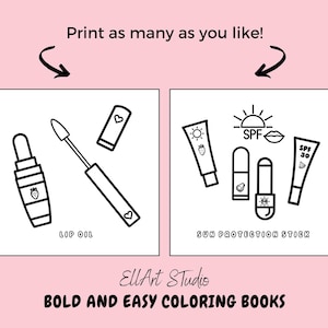 Cute Skincare Coloring Pages | Cute Coloring Book Digital | Simple ...