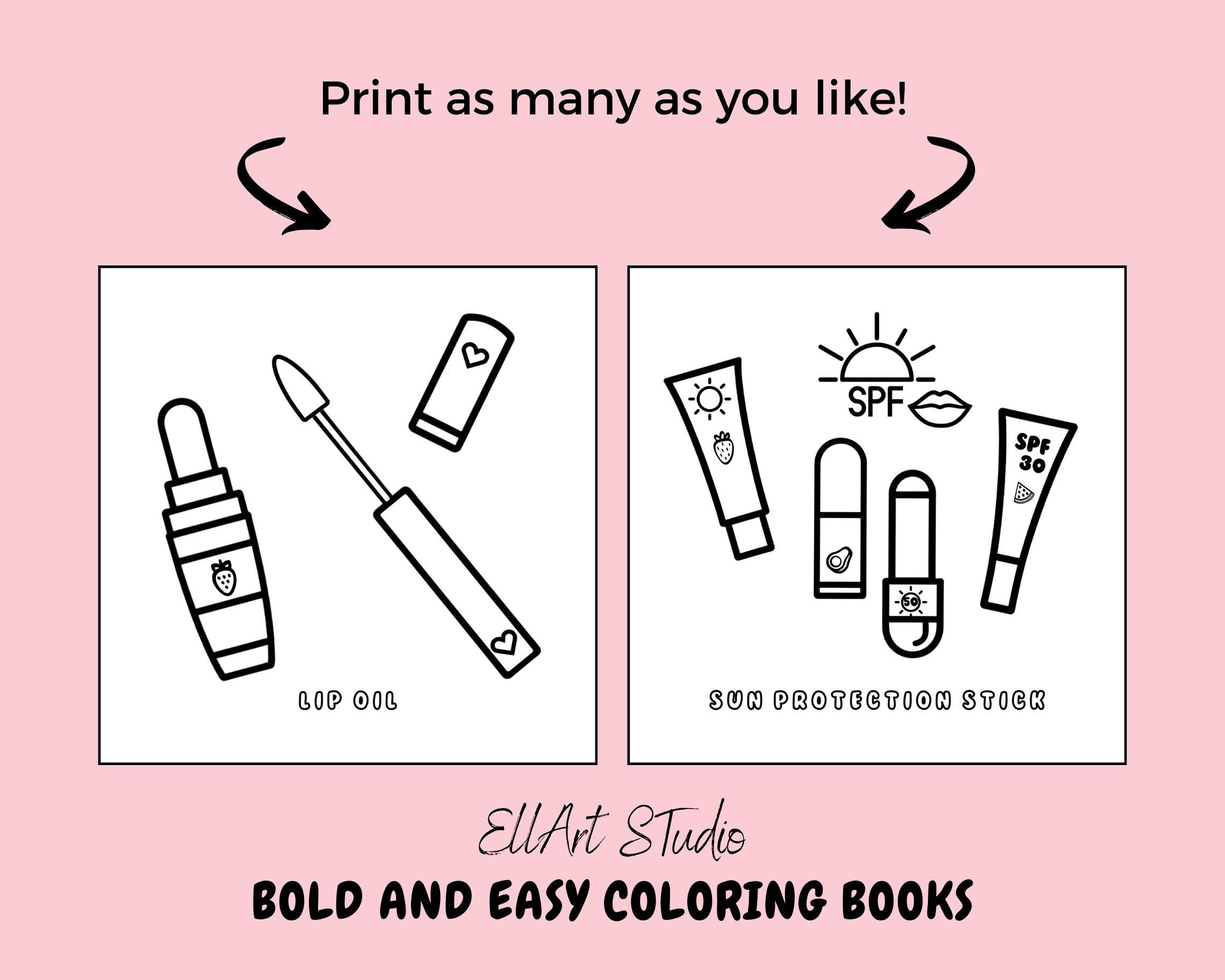 Cute Skincare Coloring Pages | Cute Coloring Book Digital | Simple ...