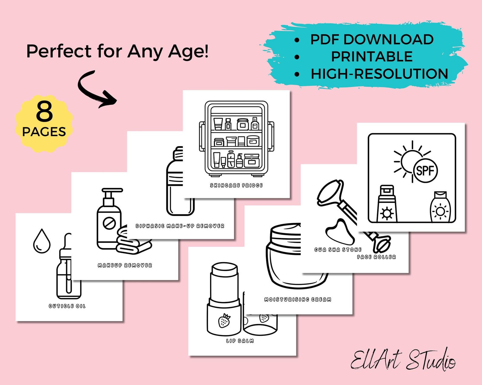 Skincare Bold and Easy Coloring Pages | Relaxing Bold Coloring Book for ...