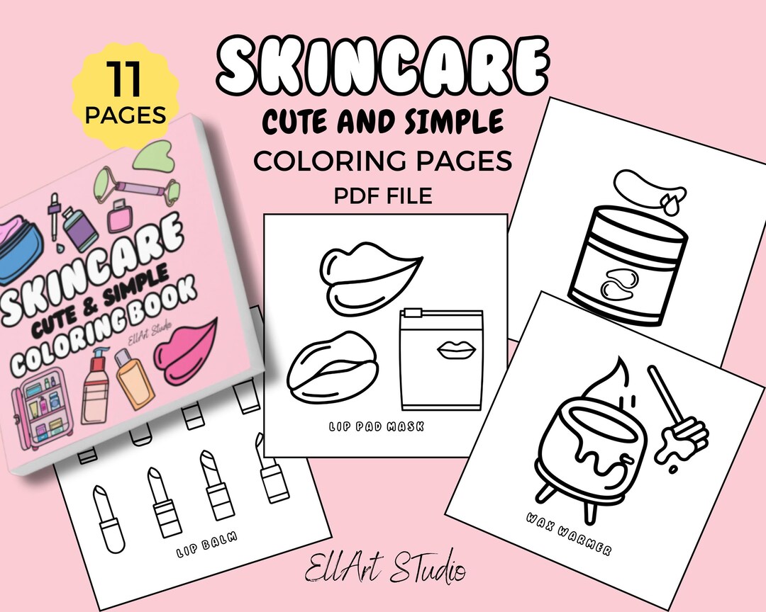 Cute Skincare Coloring Pages Cute Coloring Book Digital Simple Coloring ...