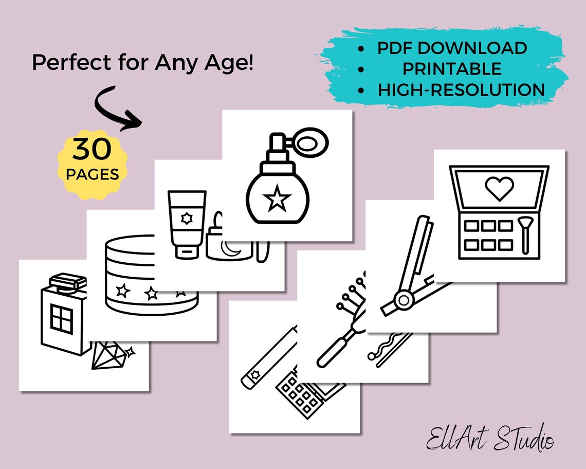 Cosmetics Bold and Easy Coloring Pages | Cosmetics Easy Coloring Book ...