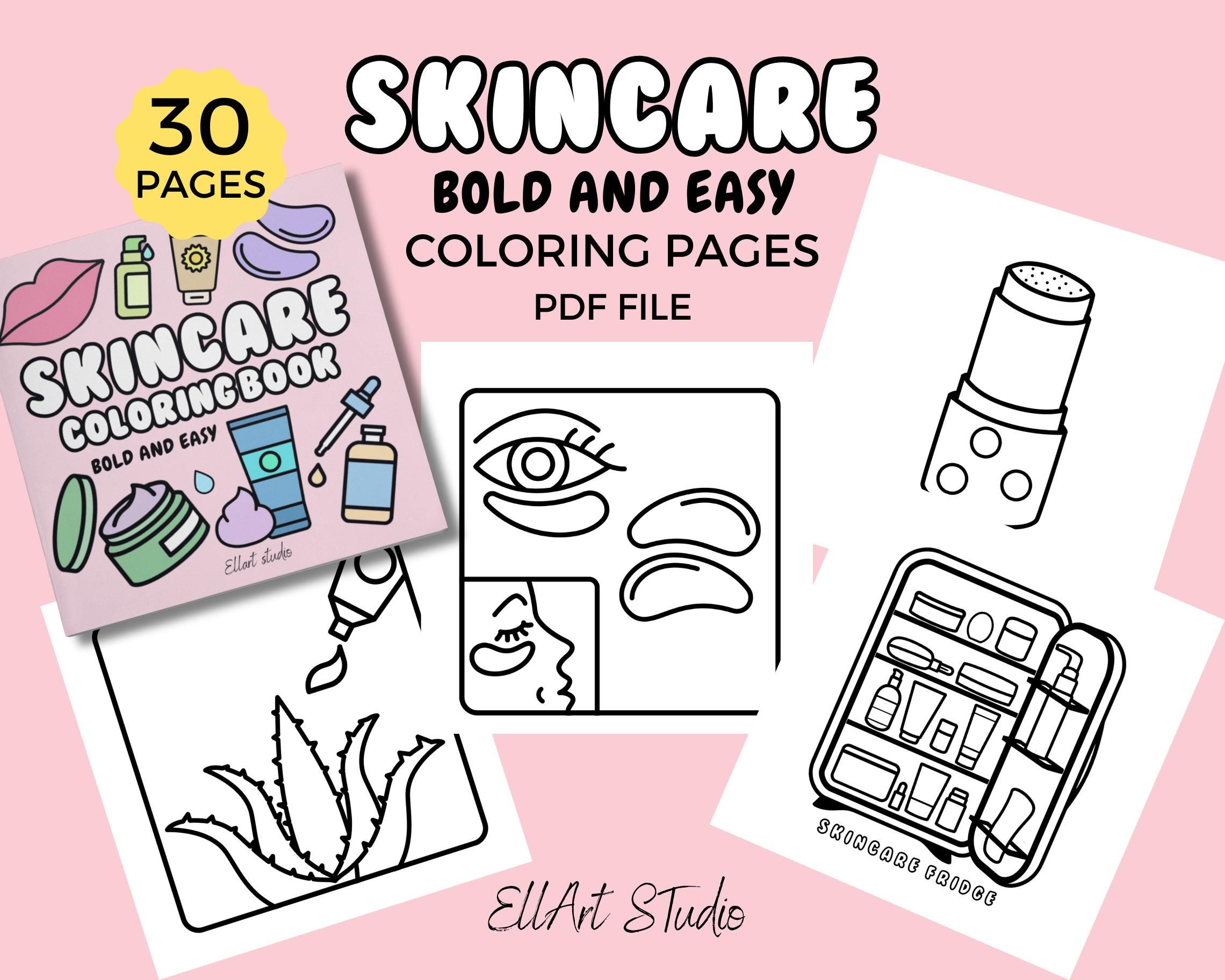 Skincare Bold and Easy Coloring Pages | Cute Coloring Book Digital ...