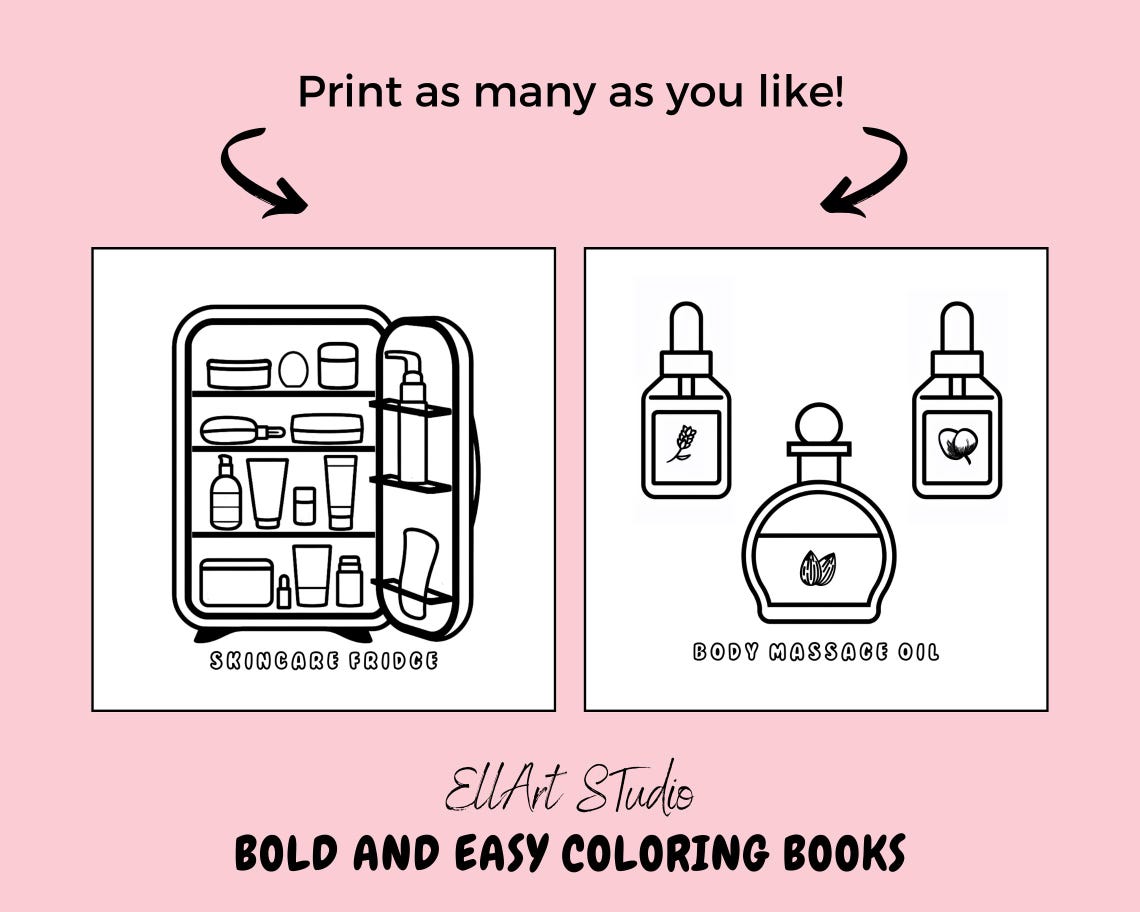 Cute Skincare Coloring Pages Cute Coloring Book Digital Simple Coloring ...