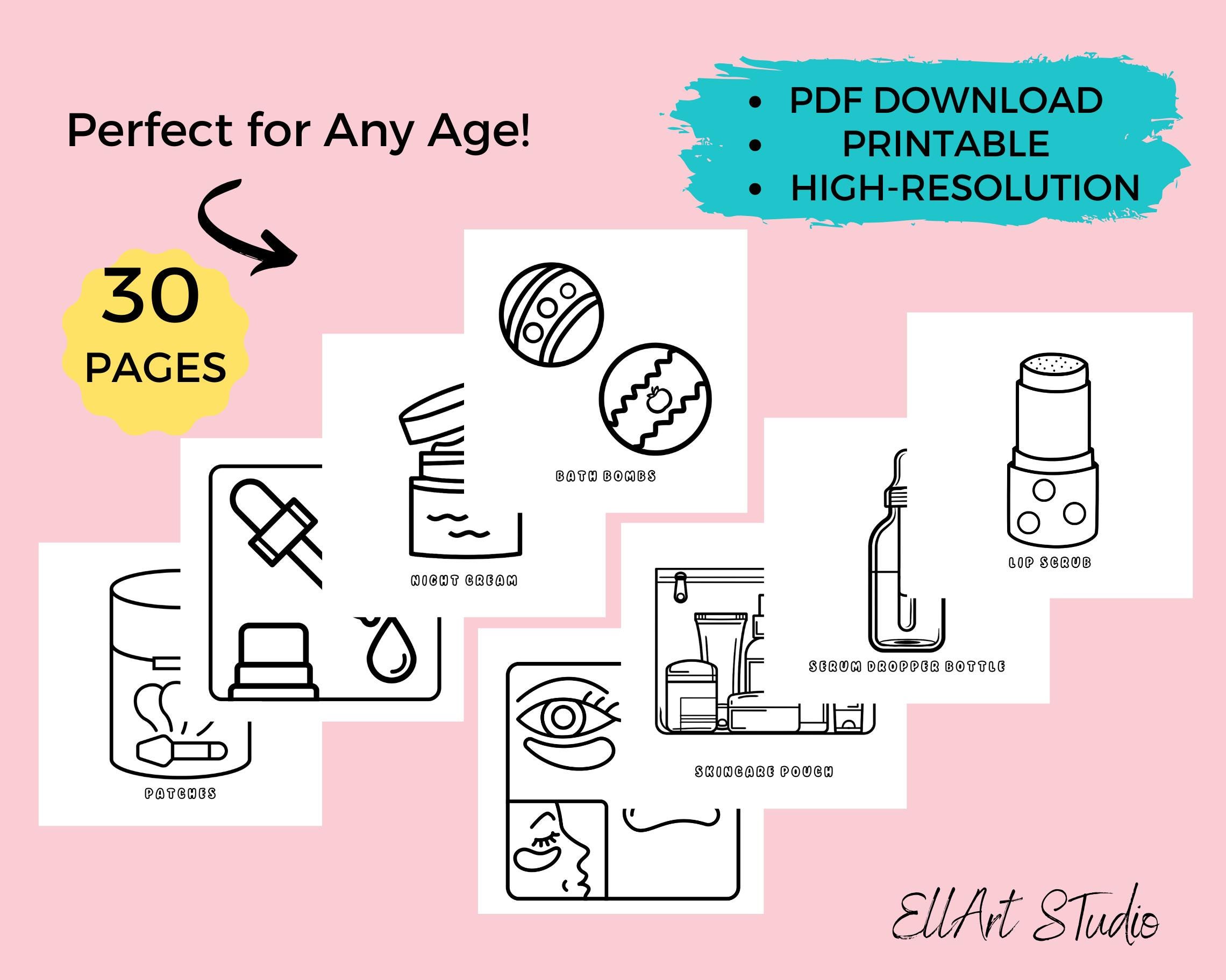 Skincare Bold and Easy Coloring Pages Cute Coloring Book Digital ...