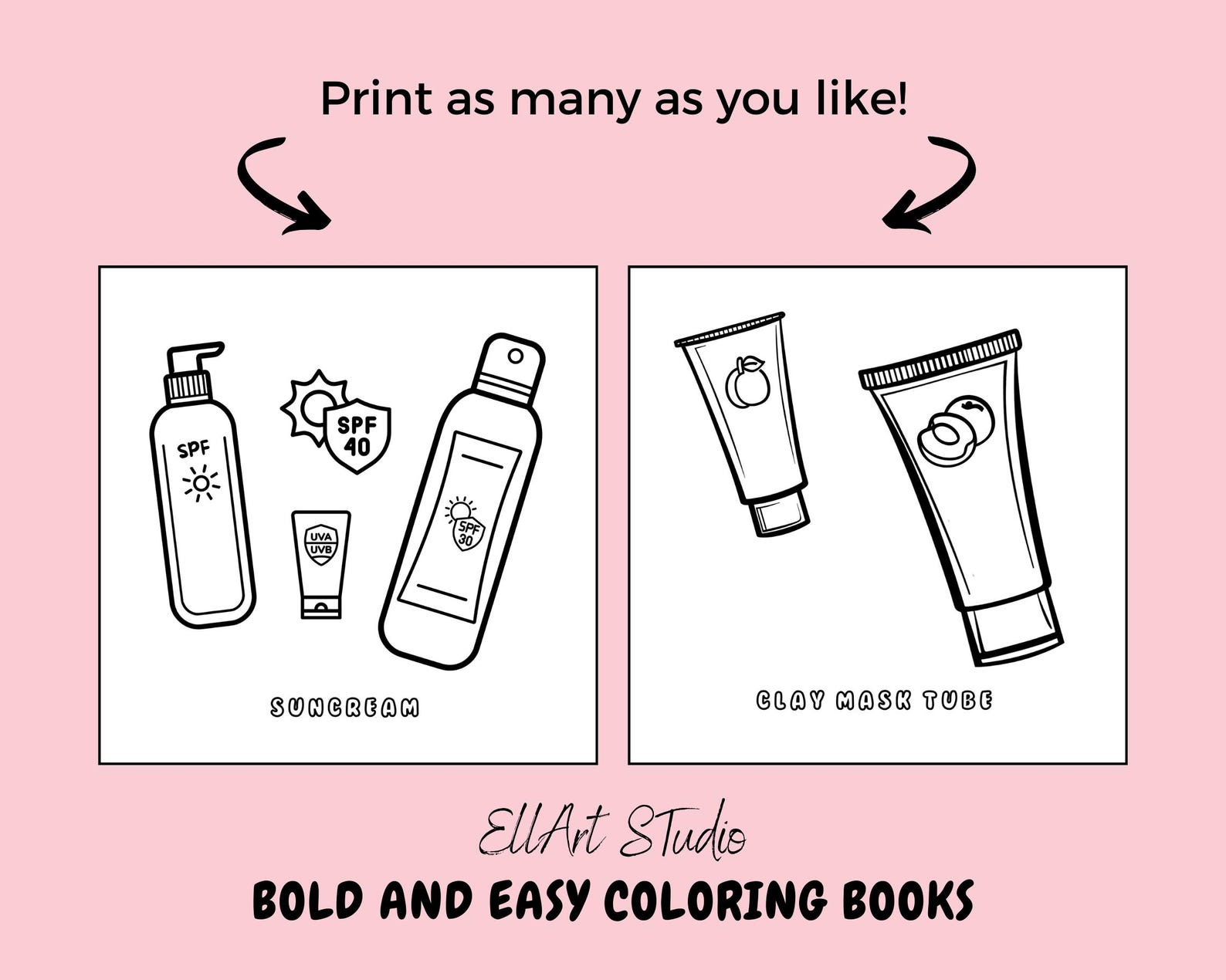 Cute Skincare Coloring Pages | Cute Coloring Book Digital | Simple ...