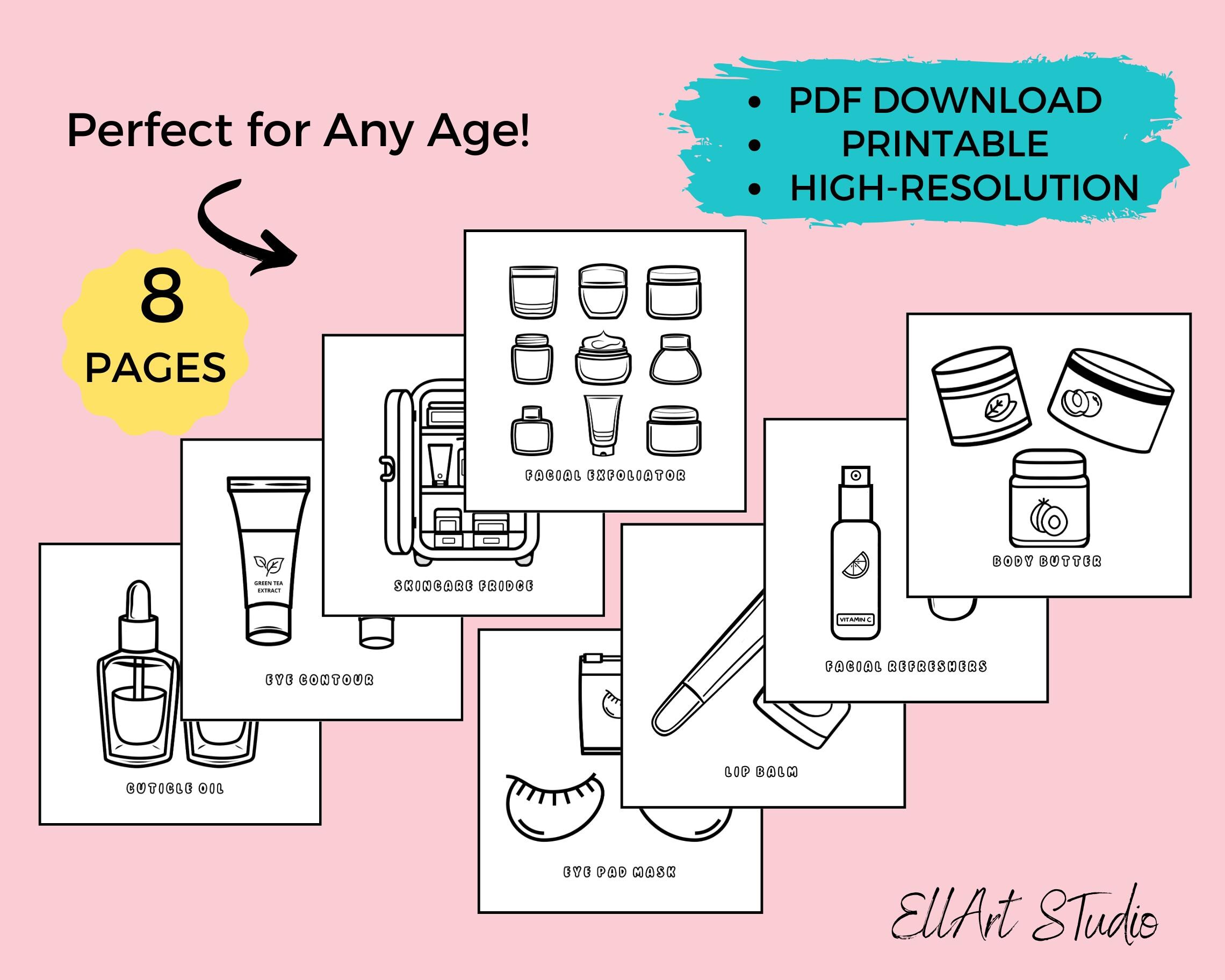 Cute Skincare Coloring Pages | Cute Coloring Book Digital | Simple ...