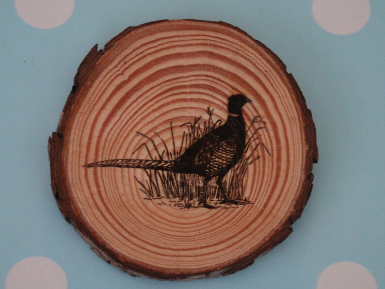 Set of Wooden Engraved Pheasant Drinks Coaster - Etsy