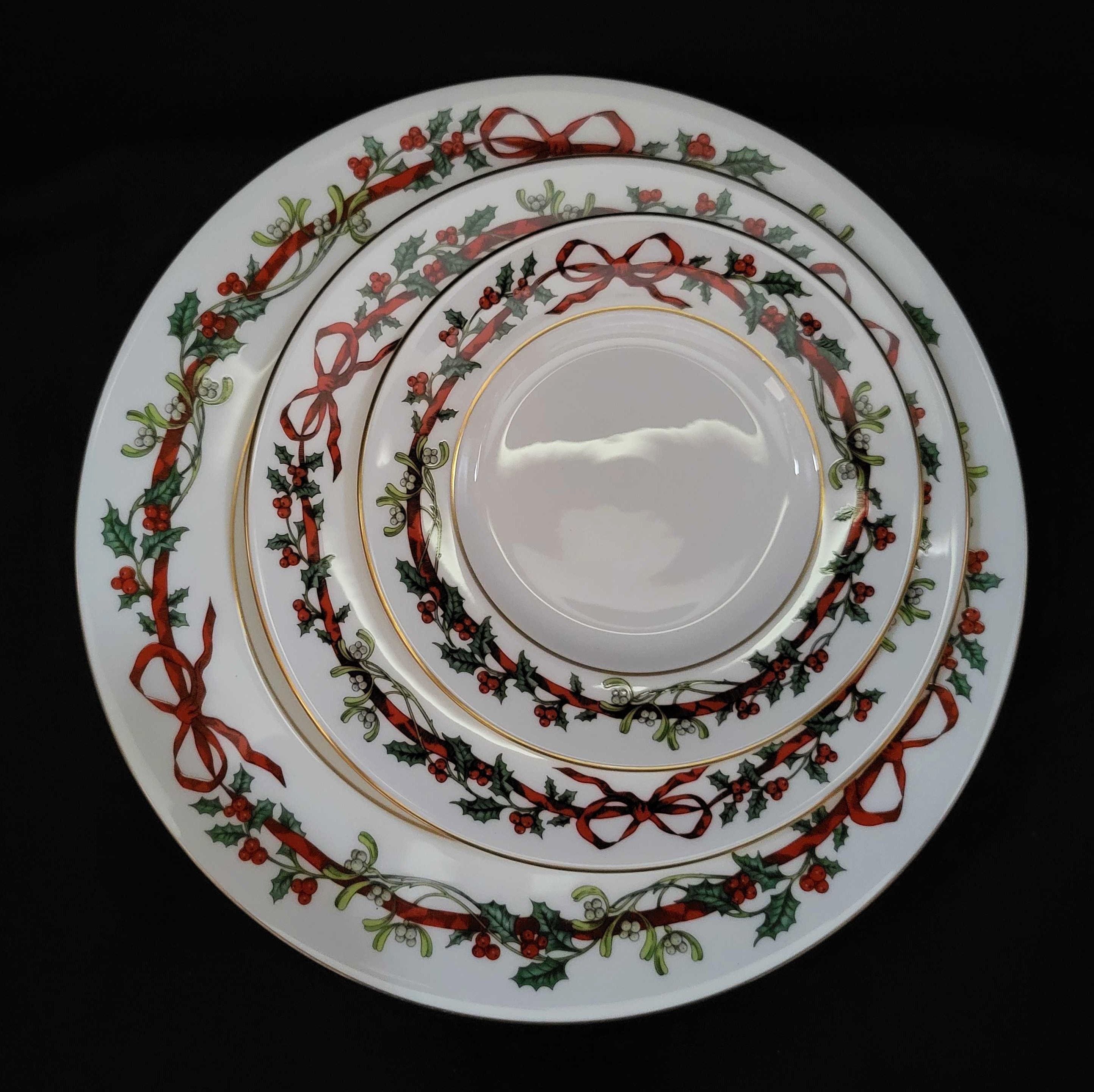 Holly Ribbons & Bows Christmas China - Etsy