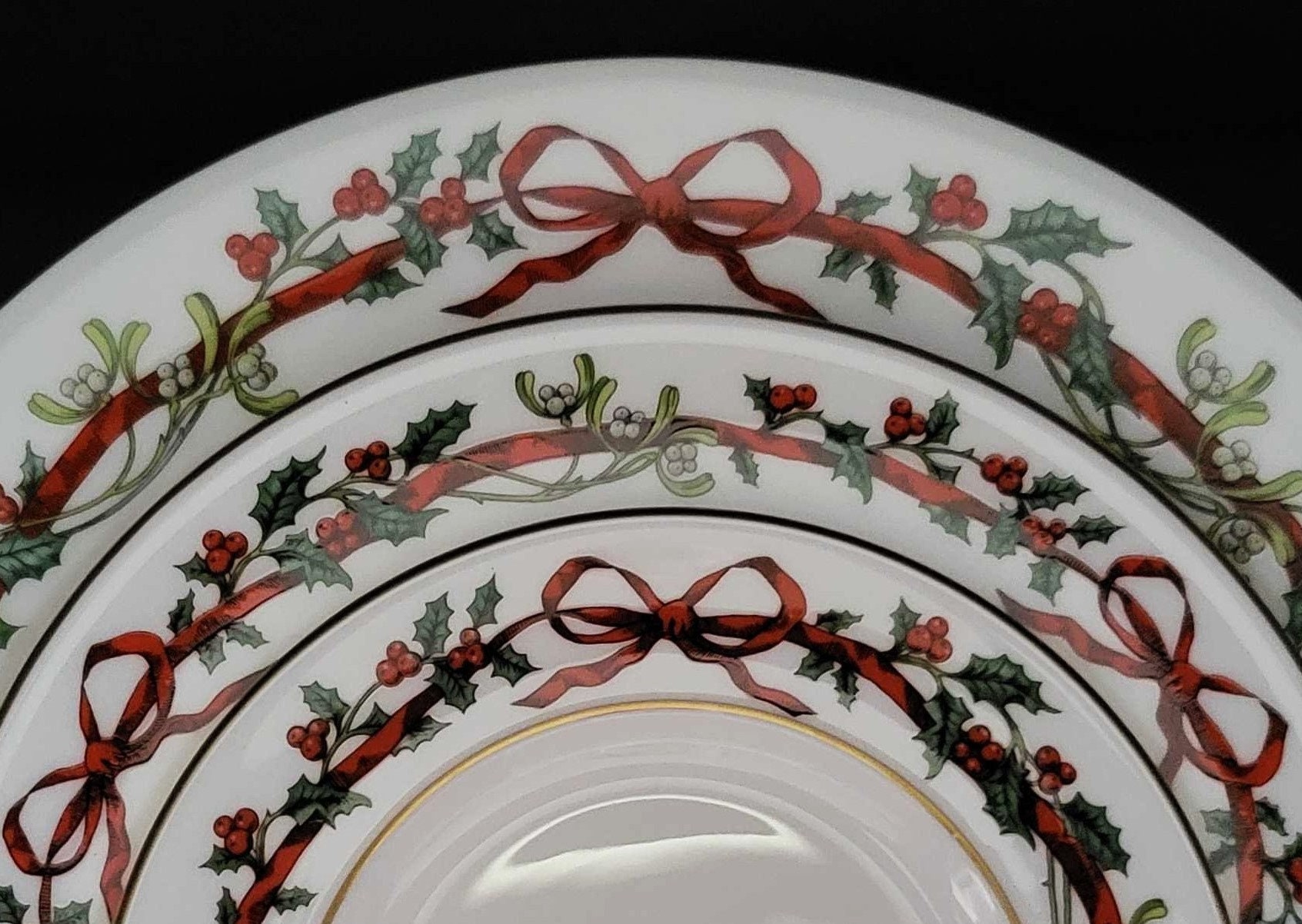 Holly Ribbons & Bows Christmas China - Etsy