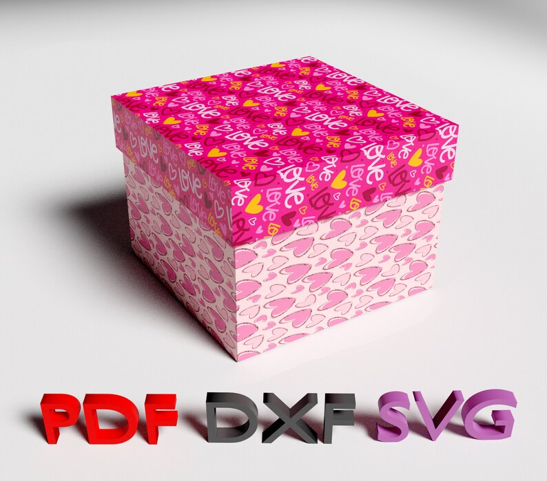 Square Shaped Box for Valentines Day PDF, SVG, Cricut, Silhouette, Dxf ...