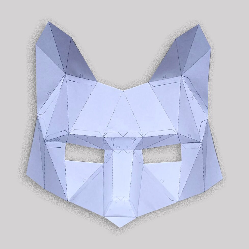 Fox Mask Template Paper Masklow Poly Mask Papercraft Mask - Etsy
