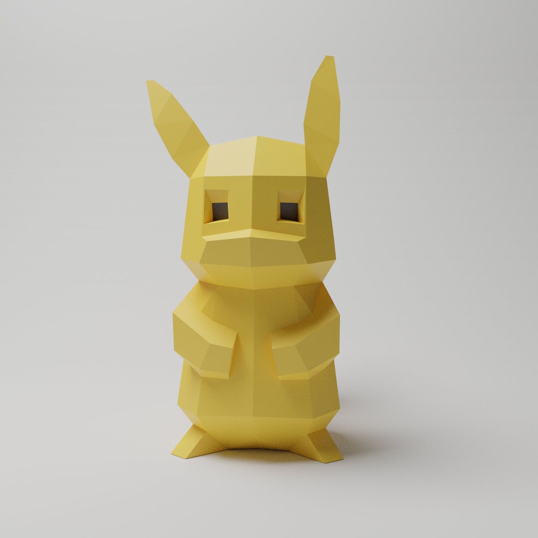 Pikachu Papercraft 3D Low Poly Template PDF Papercraft Pokemon for Home ...