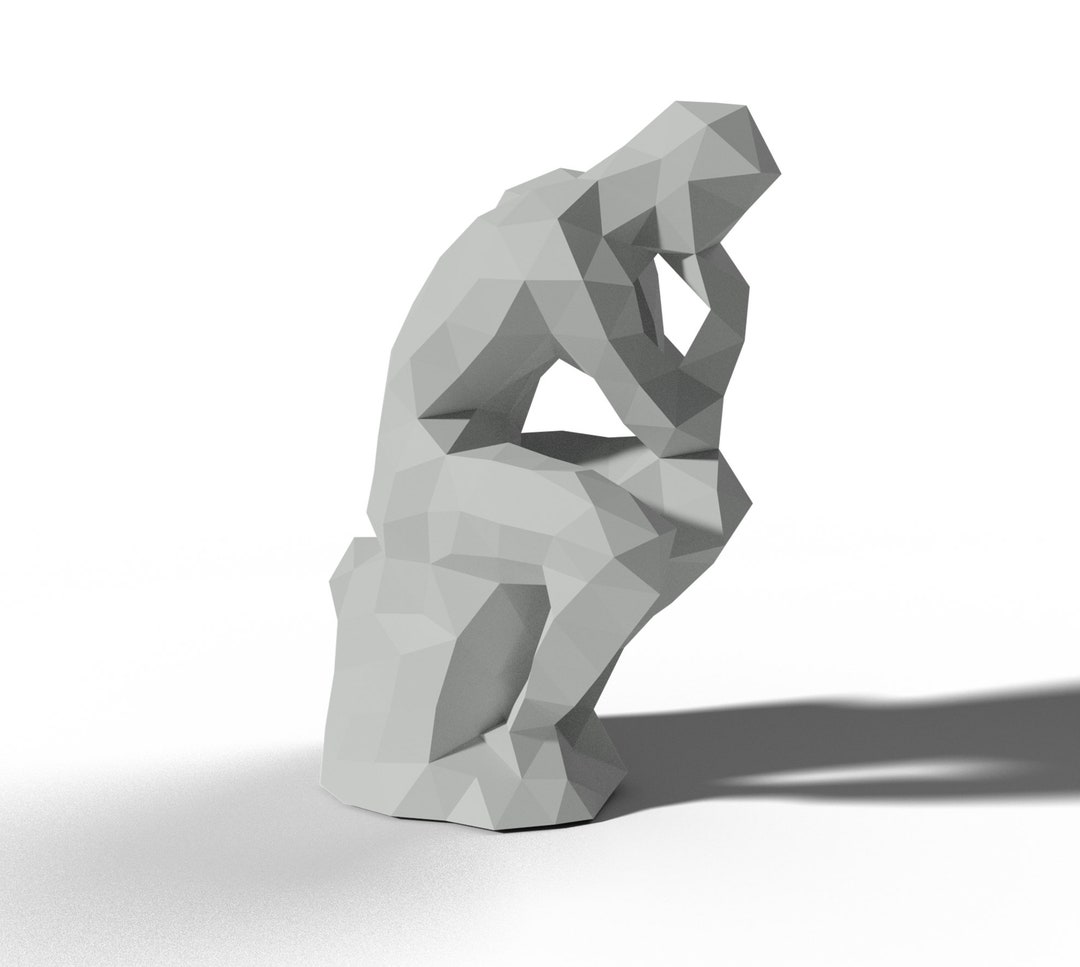 Papercraft the Thinker 3D PDF Template Low Poly DIY Paper Art Statue ...