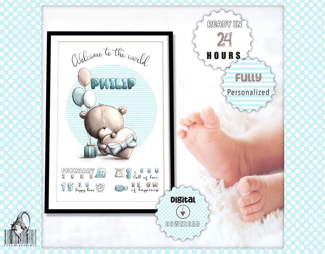 Child Milestone Board, Personalized Baby Poster Birth, Birth Print, New ...
