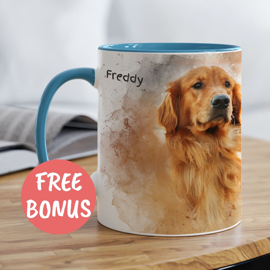Dog Photo Mug, Photo Mug Dog, Dog Mug With Photo, Watercolor Dog Mug ...