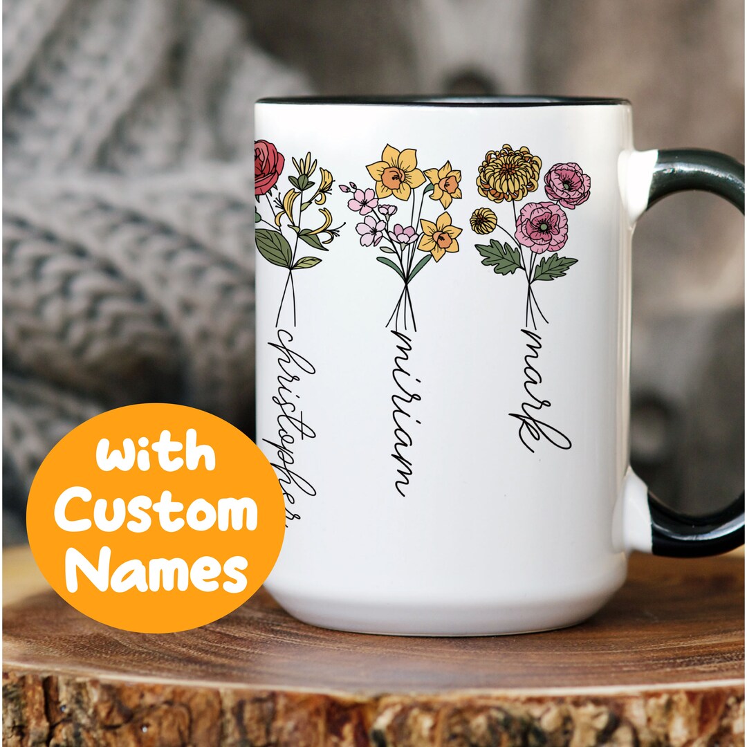 Birth Month Flower Custom Mug Grandma Mug Birth Flower Mug Customizable ...