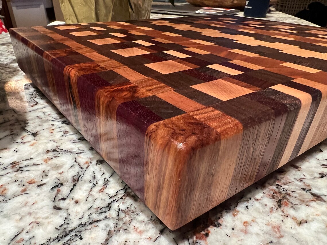 End Grain, Multi Wood Cutting Board - Etsy