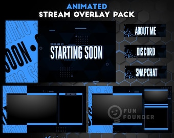 Twitch Overlay Package Blue Edge Animated Stream Overlay Pack Animated Stream Overlay Package ...