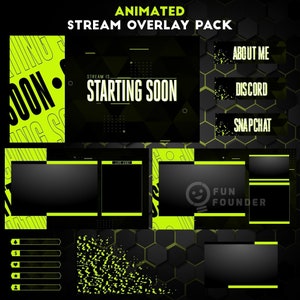 Twitch Overlay Package | Fluorescent Yellow Animated Stream Overlay ...