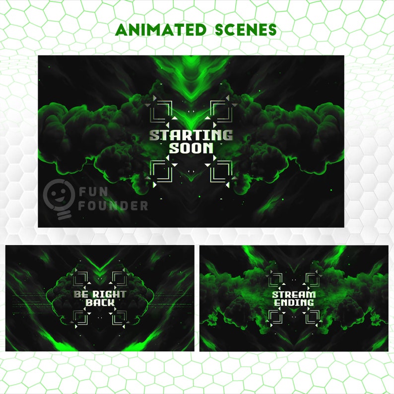 Green Night Animated Stream Overlay Pack | Twitch Overlay Package ...