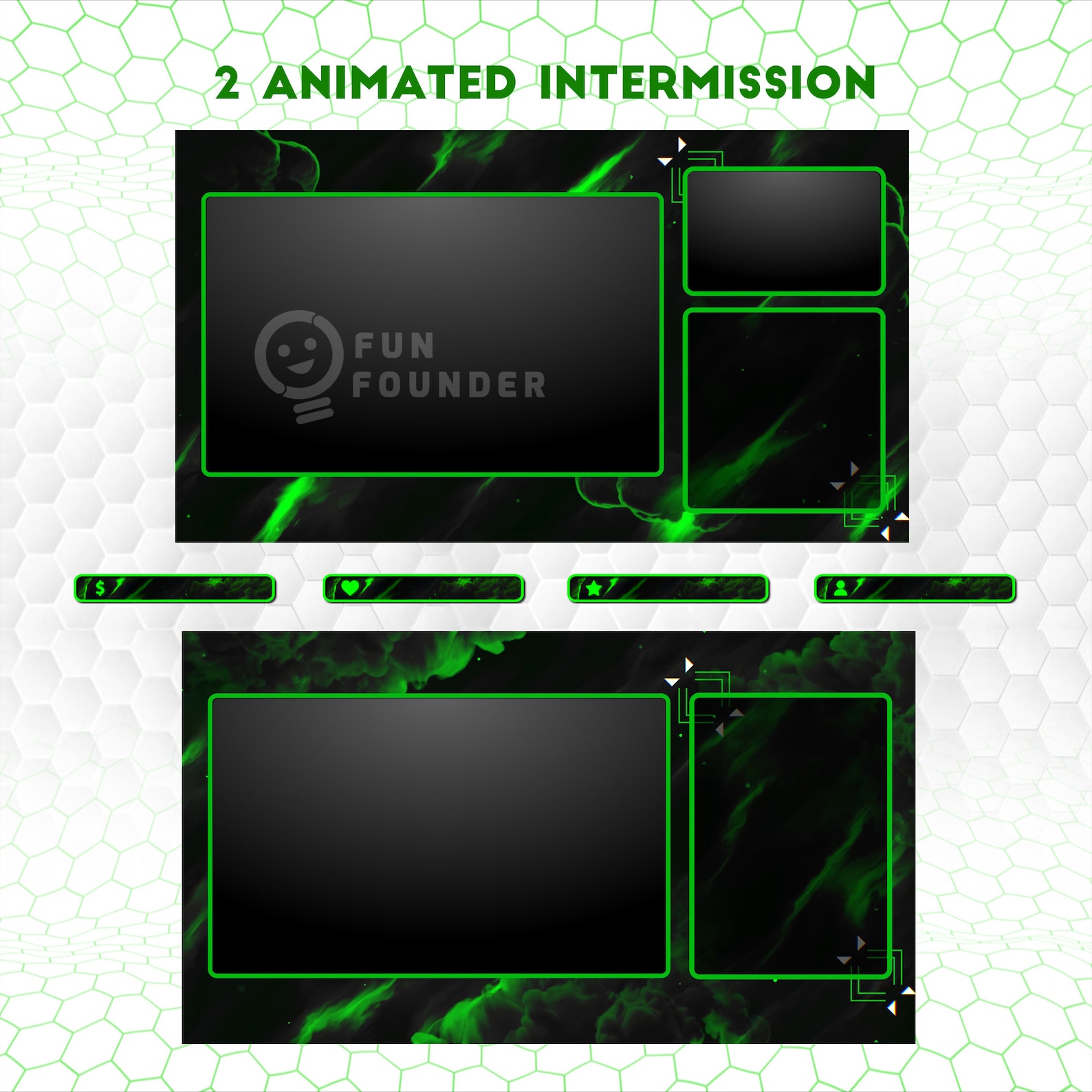 Green Night Animated Stream Overlay Pack | Twitch Overlay Package ...