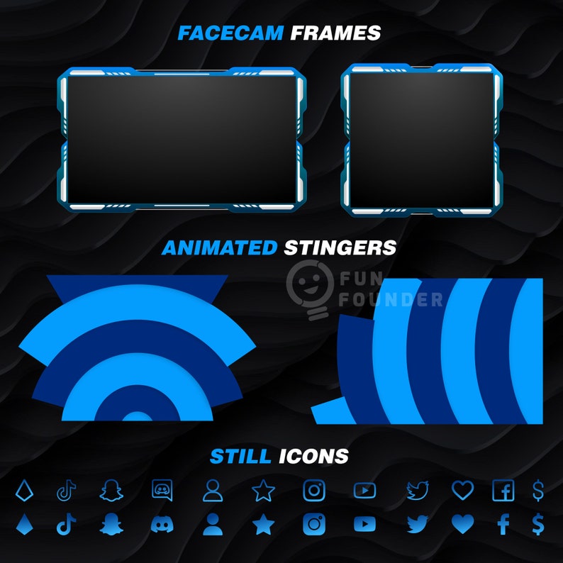 Blue Circle Animated Stream Overlay Pack: Twitch Package (digital ...
