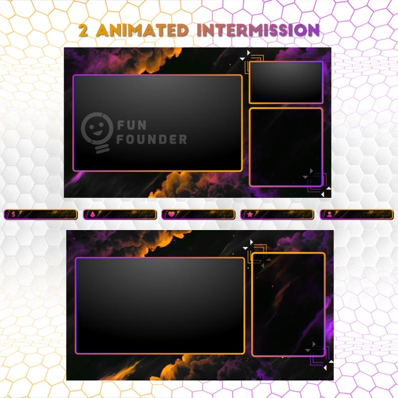 Orange and Purple Animated Stream Overlay Pack | Orange Purple Twitch ...