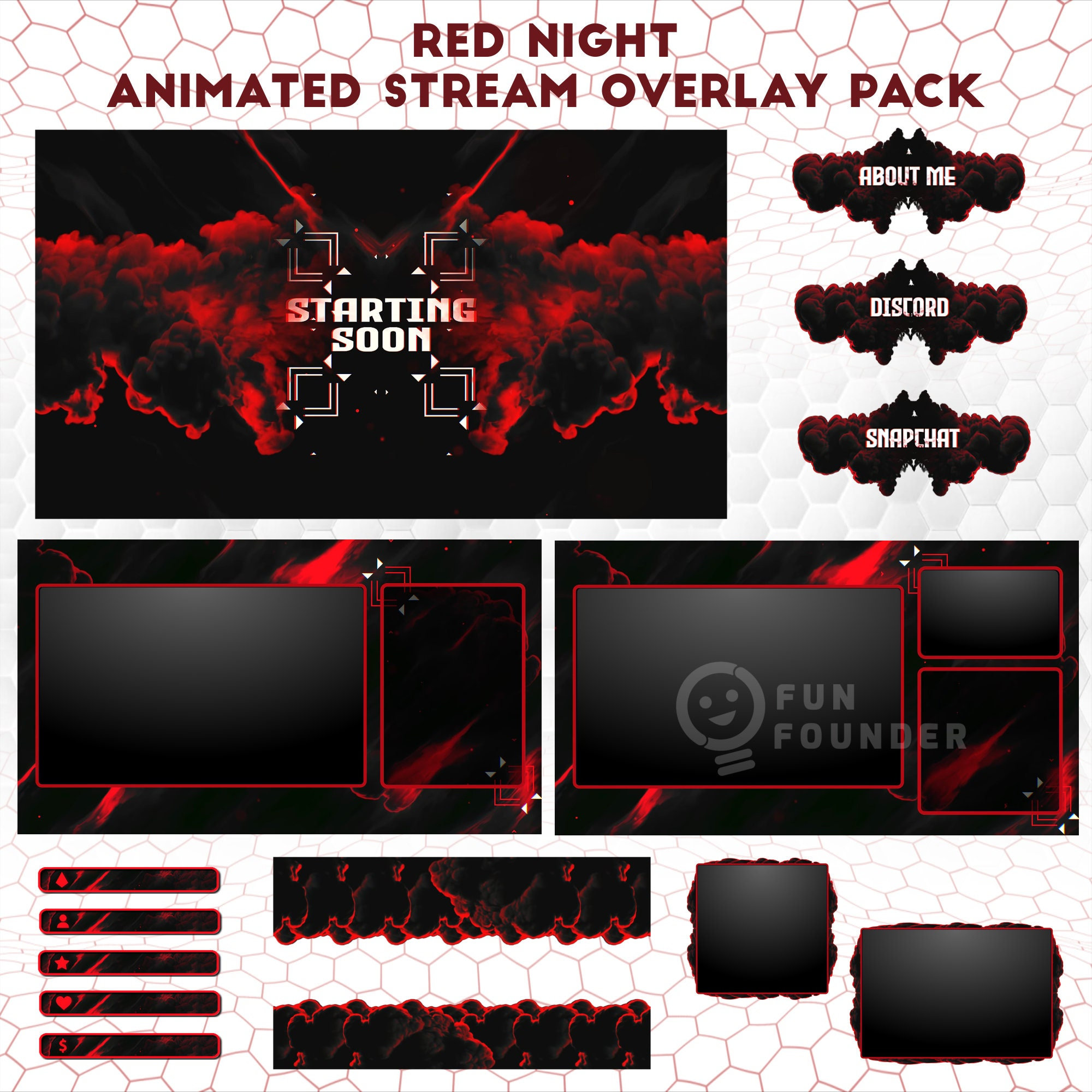 Twitch Overlay Package | Red Night Animated Stream Overlay Pack ...