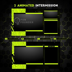Twitch Overlay Package | Fluorescent Yellow Animated Stream Overlay ...