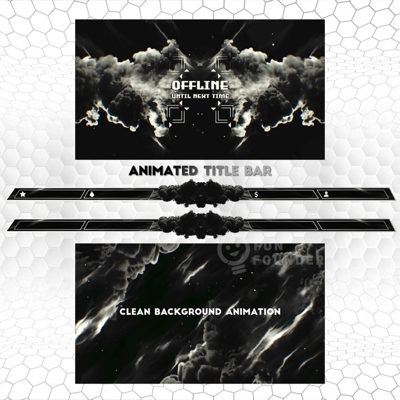 Dark Night Animated Stream Overlay Pack | Black & White Twitch Overlay ...