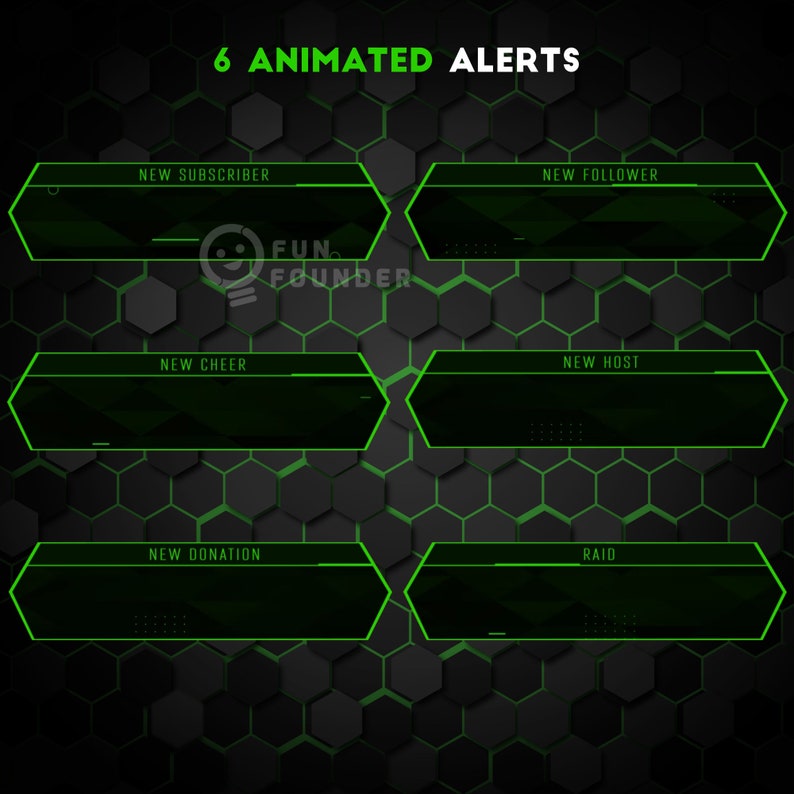 Twitch Overlay Package Green Animated Stream Overlay Pack - Etsy