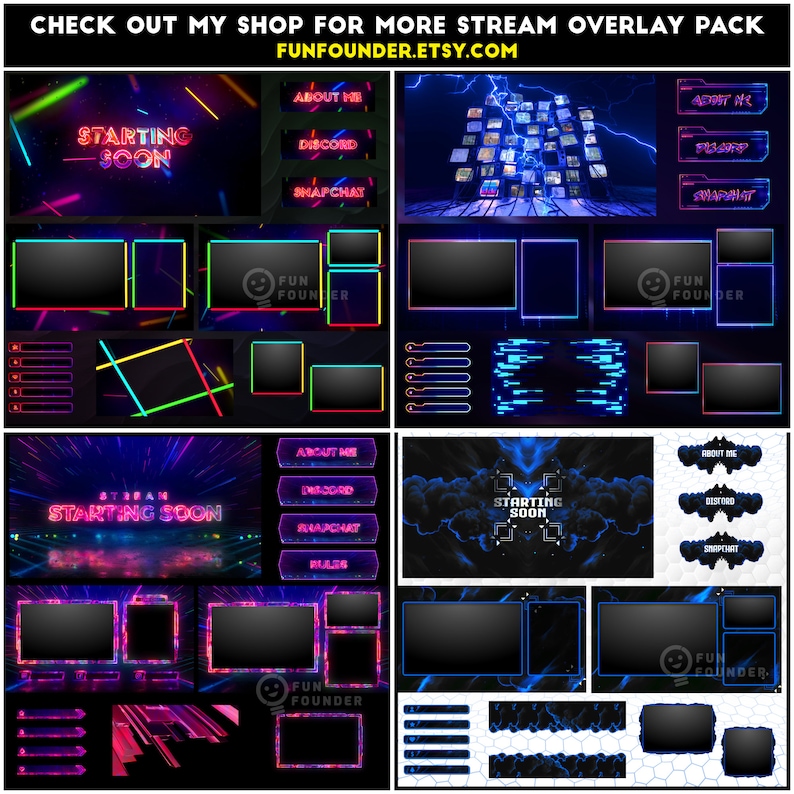 Twitch Overlay Package Violet Animated Stream Overlay Pack - Etsy