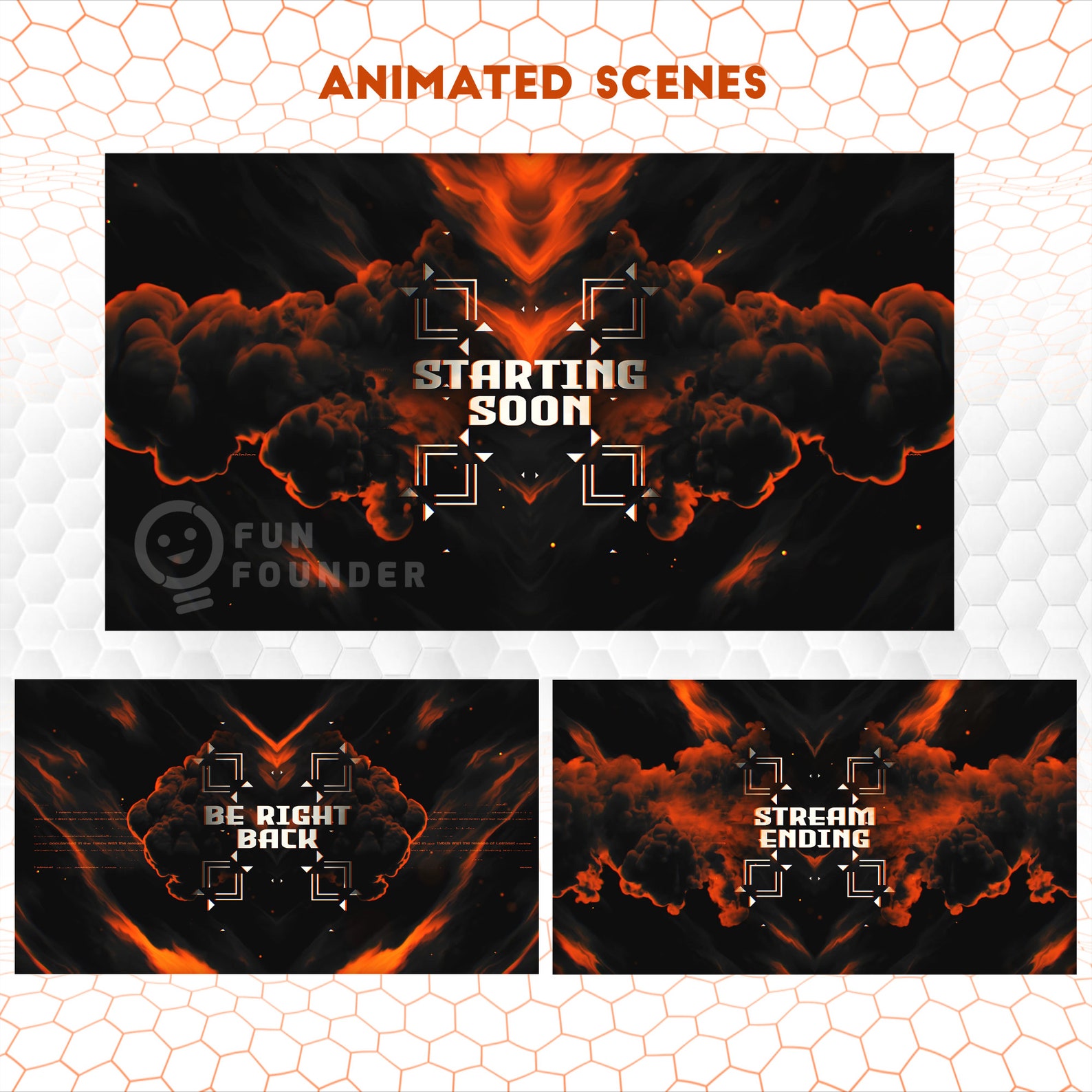 Orange Night Animated Stream Overlay Pack Twitch Overlay Pack Animated ...