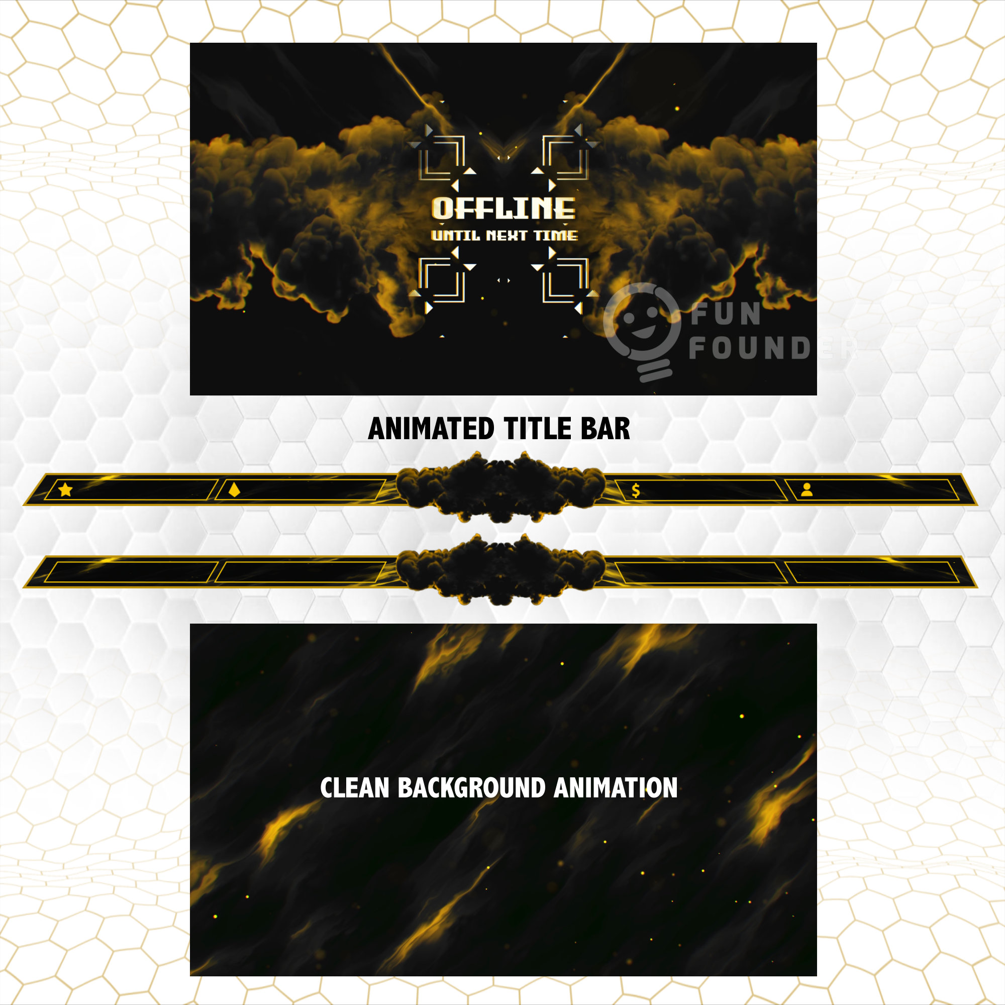 Gold Night Animated Stream Overlay Pack Twitch Overlay - Etsy
