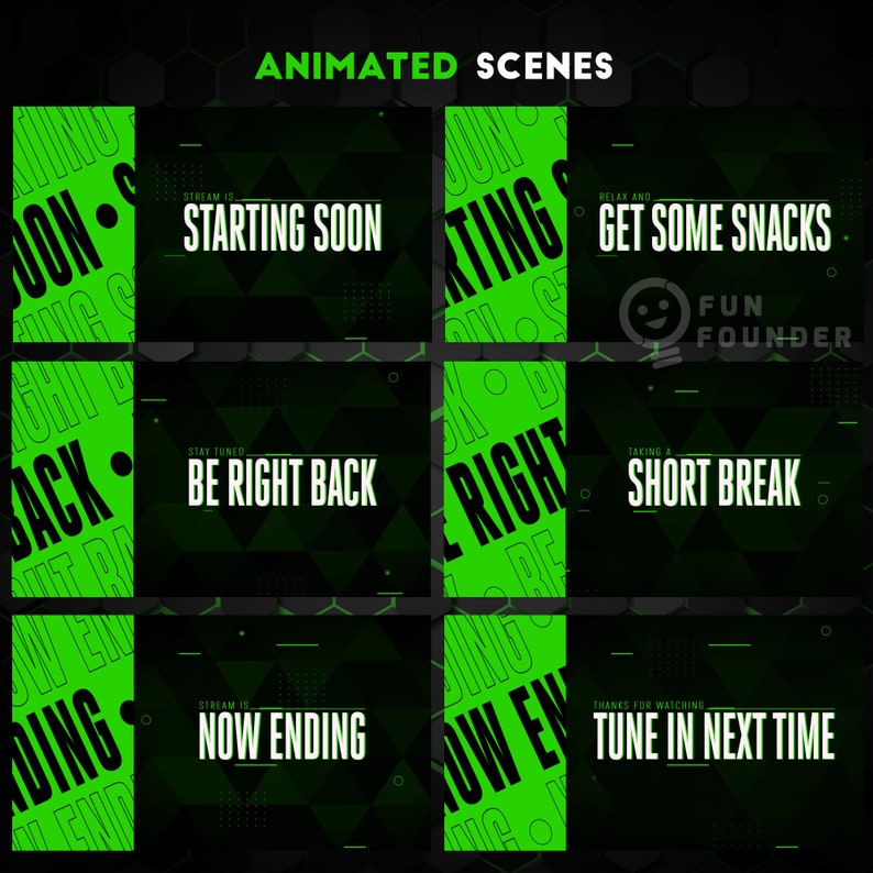 Twitch Overlay Package | Green Animated Stream Overlay Pack | Green ...