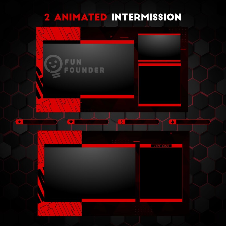 Twitch Overlay Package Red Animated Stream Overlay Pack - Etsy UK