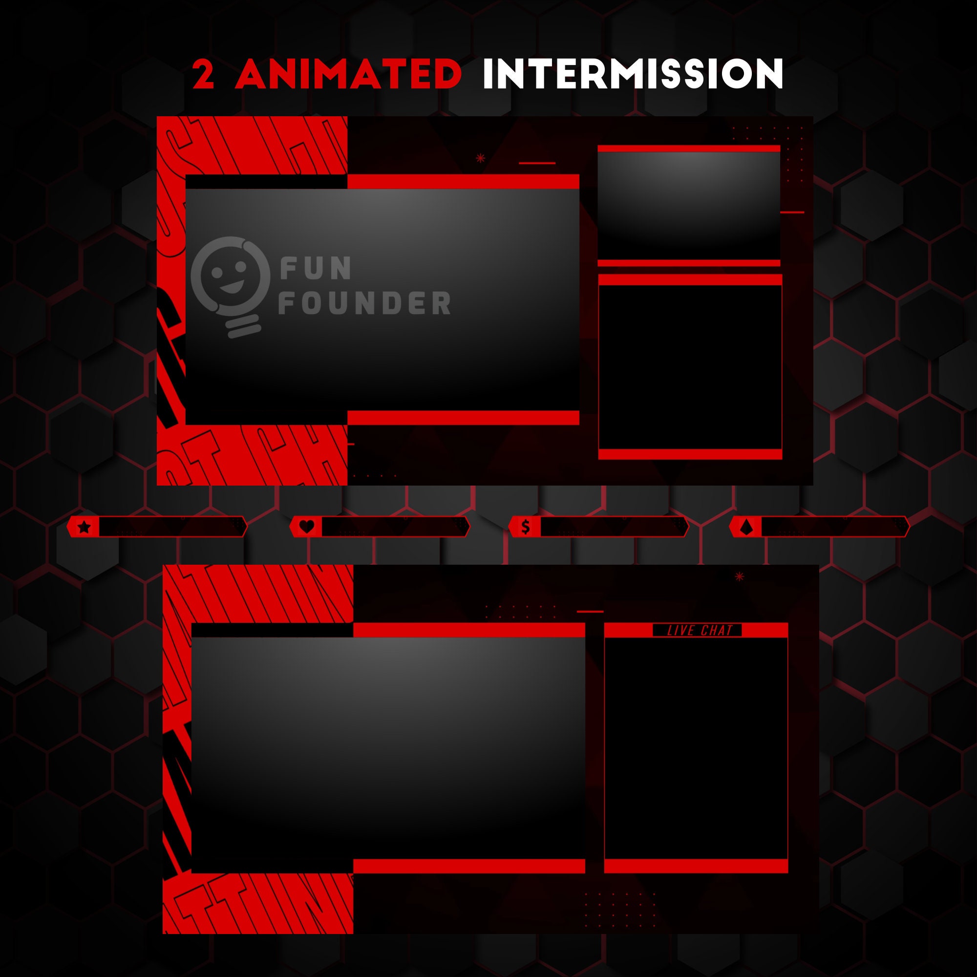 Twitch Overlay Package | Red Animated Stream Overlay Pack | Red Twitch ...