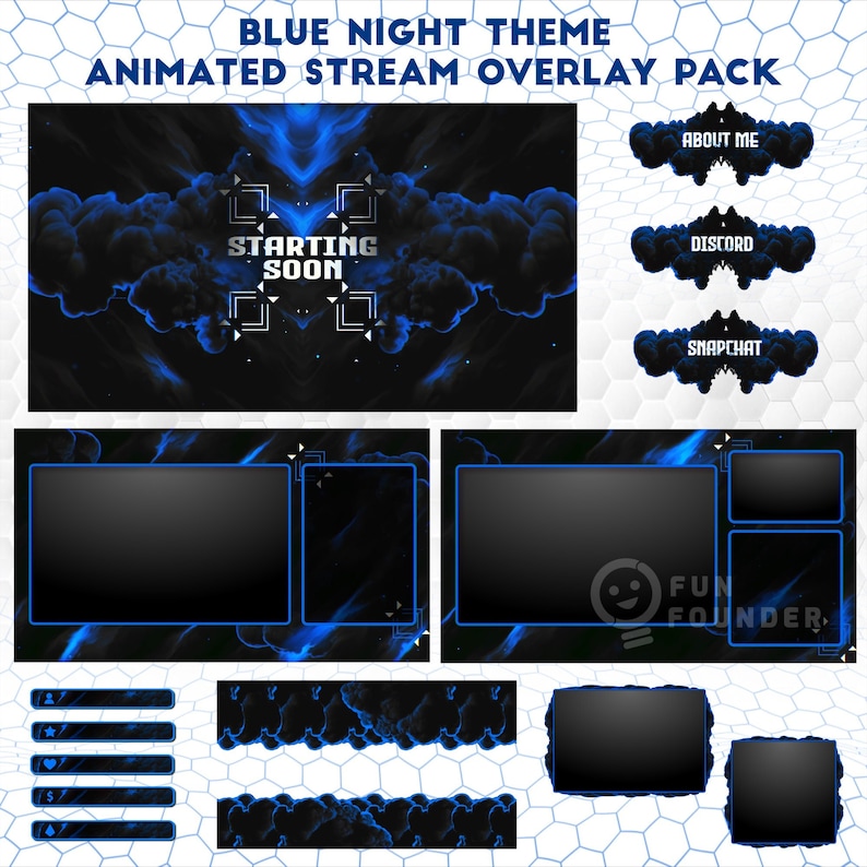 Blue Night Animated Stream Overlay Pack | Twitch Overlay Package ...