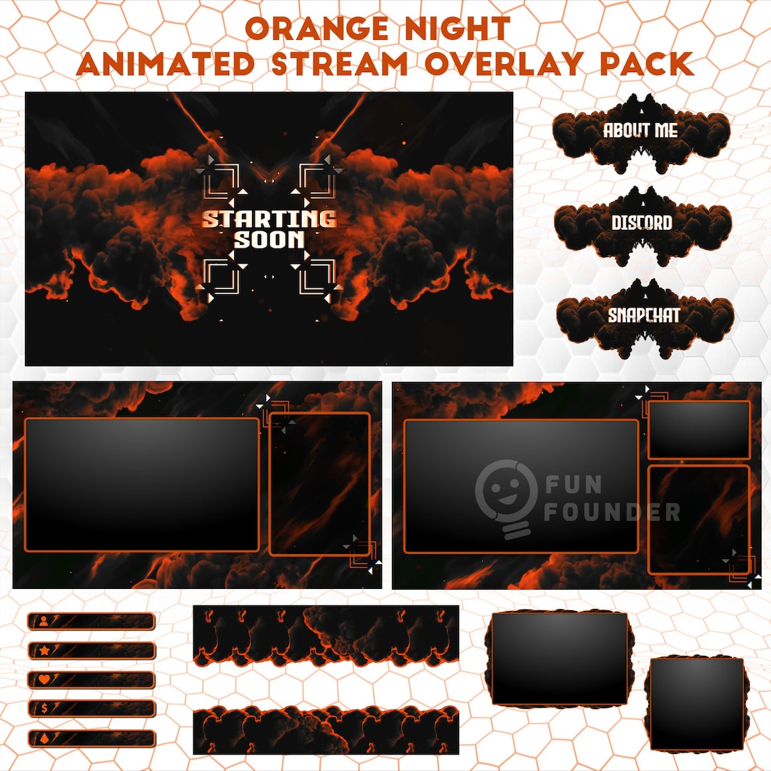 Orange Night Animated Stream Overlay Pack | Twitch Overlay Pack ...
