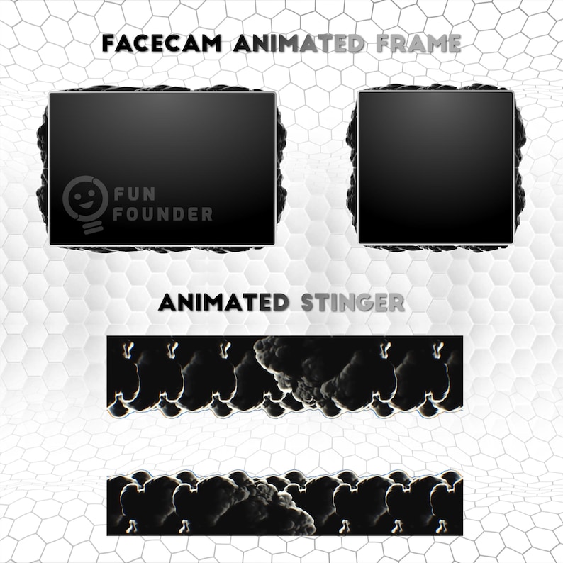 Dark Night Animated Stream Overlay Pack | Black & White Twitch Overlay ...