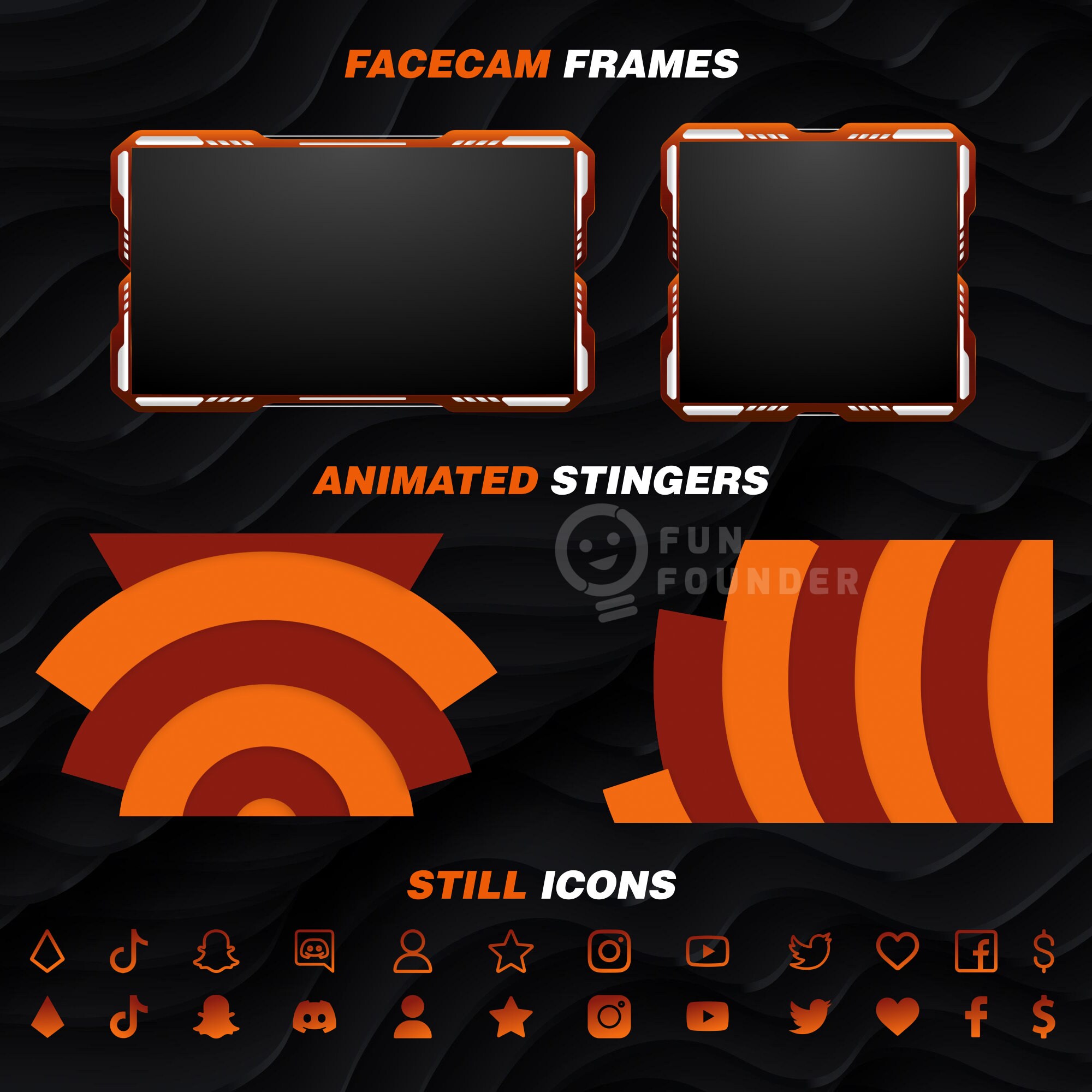 Orange Circle Animated Stream Overlay Pack Twitch Overlay - Etsy