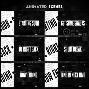 Twitch Overlay Package | Black and White Animated Stream Overlay Pack ...