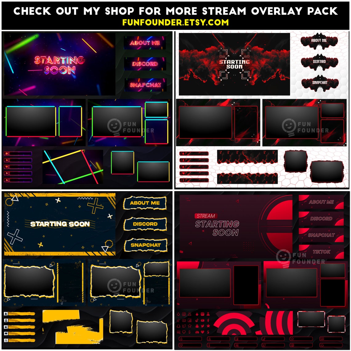 Green Circle Animated Stream Overlay Pack: Twitch Overlay (digital ...