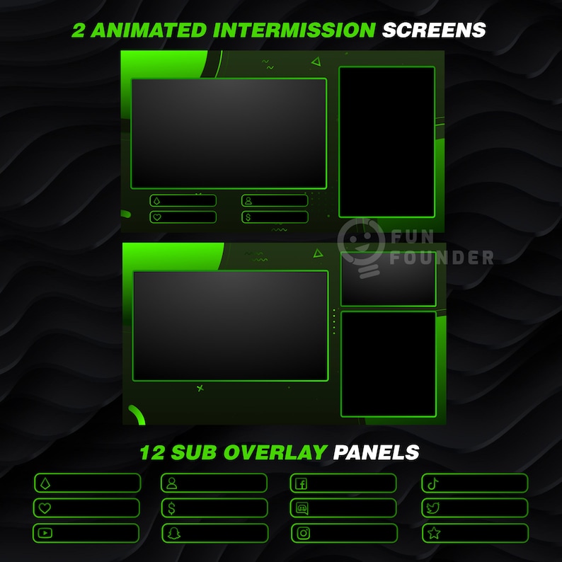 Green Circle Animated Stream Overlay Pack Twitch Overlay - Etsy